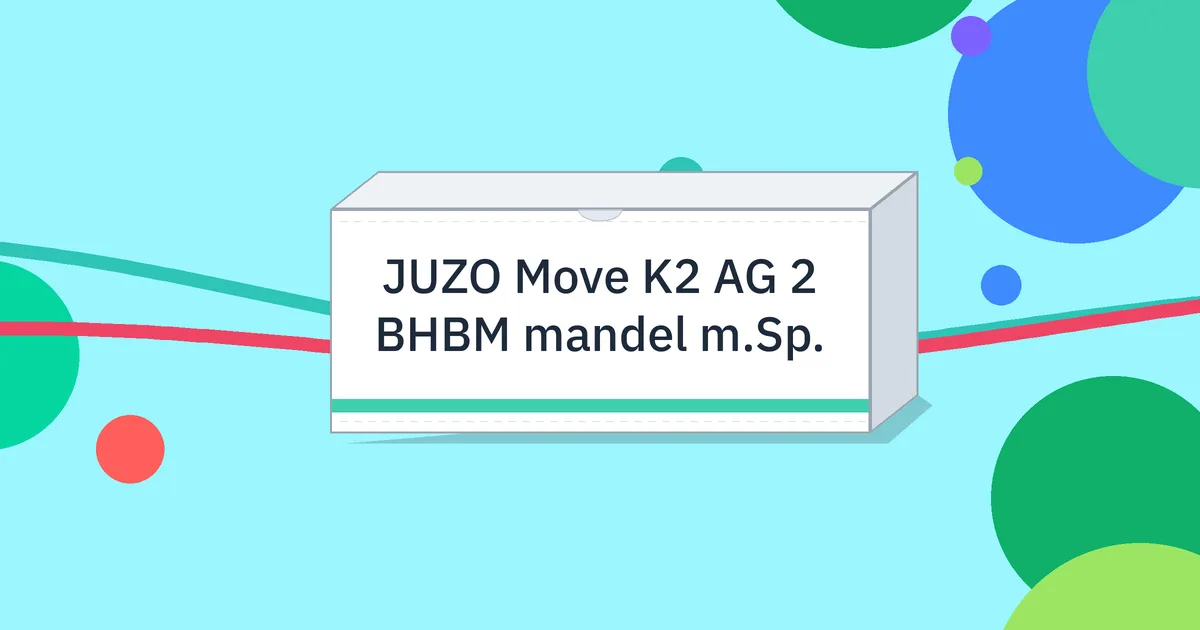 Symbolbild: Packung mit der Aufschrift JUZO Move K2 AG 2 BHBM mandel m.Sp. (PZN 16647614) – Verfügbarkeit und Bezug in Apotheken in Frankfurt am Main