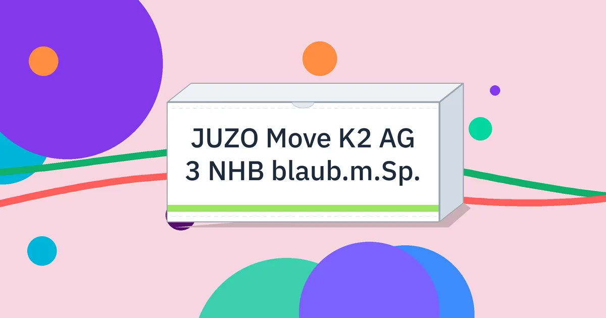 Symbolbild: Packung mit der Aufschrift JUZO Move K2 AG 3 NHB blaub.m.Sp. (PZN 18555313) – Verfügbarkeit und Bezug in Apotheken in Frankfurt am Main