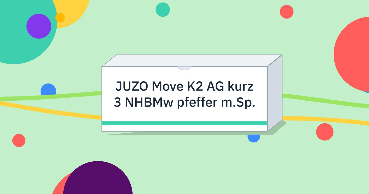 Symbolbild: Packung mit der Aufschrift JUZO Move K2 AG kurz 3 NHBMw pfeffer m.Sp. (PZN 16644202) – Verfügbarkeit und Bezug in Apotheken in Frankfurt am Main
