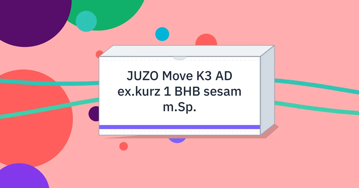 Symbolbild: Packung mit der Aufschrift JUZO Move K3 AD ex.kurz 1 BHB sesam m.Sp. (PZN 18569746) – Verfügbarkeit und Bezug in Apotheken in Frankfurt am Main