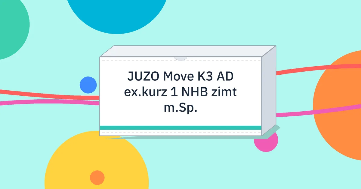 Symbolbild: Packung mit der Aufschrift JUZO Move K3 AD ex.kurz 1 NHB zimt m.Sp. (PZN 18569433) – Verfügbarkeit und Bezug in Apotheken in Frankfurt am Main