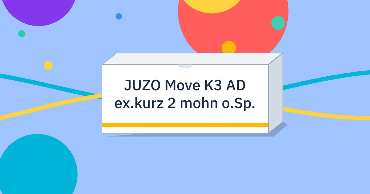 Symbolbild: Packung mit der Aufschrift JUZO Move K3 AD ex.kurz 2 mohn o.Sp. (PZN 18573860) – Verfügbarkeit und Bezug in Apotheken in Frankfurt am Main