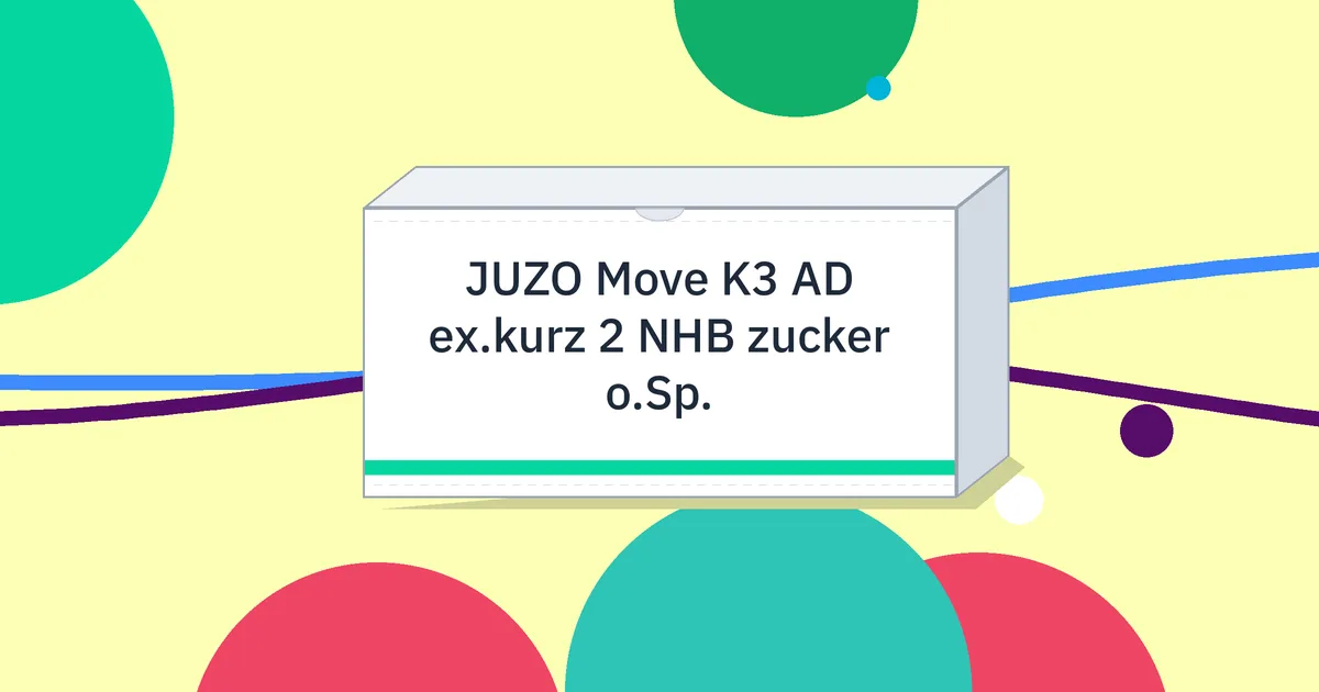 Symbolbild: Packung mit der Aufschrift JUZO Move K3 AD ex.kurz 2 NHB zucker o.Sp. (PZN 18570028) – Verfügbarkeit und Bezug in Apotheken in Frankfurt am Main
