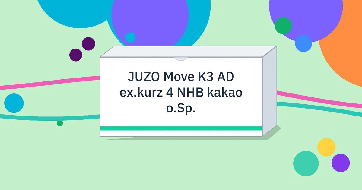 Symbolbild: Packung mit der Aufschrift JUZO Move K3 AD ex.kurz 4 NHB kakao o.Sp. (PZN 18574150) – Verfügbarkeit und Bezug in Apotheken in Frankfurt am Main