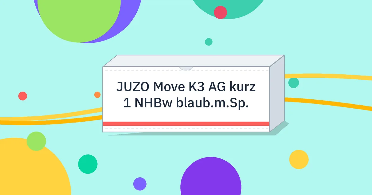 Symbolbild: Packung mit der Aufschrift JUZO Move K3 AG kurz 1 NHBw blaub.m.Sp. (PZN 18590284) – Verfügbarkeit und Bezug in Apotheken in Frankfurt am Main