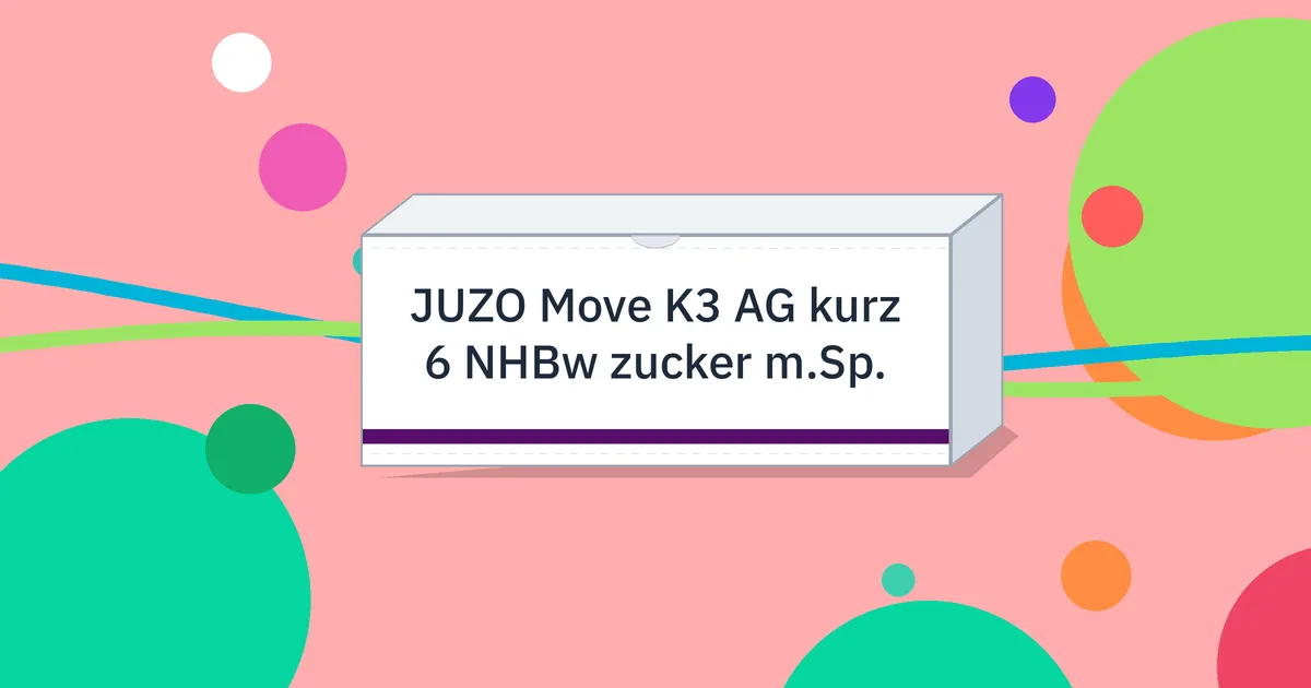 Symbolbild: Packung mit der Aufschrift JUZO Move K3 AG kurz 6 NHBw zucker m.Sp. (PZN 18578426) – Verfügbarkeit und Bezug in Apotheken in Frankfurt am Main