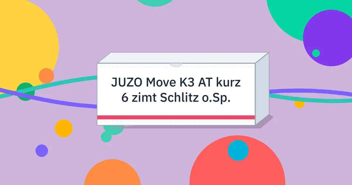 Symbolbild: Packung mit der Aufschrift JUZO Move K3 AT kurz 6 zimt Schlitz o.Sp. (PZN 20685655) – Verfügbarkeit und Bezug in Apotheken in Frankfurt am Main