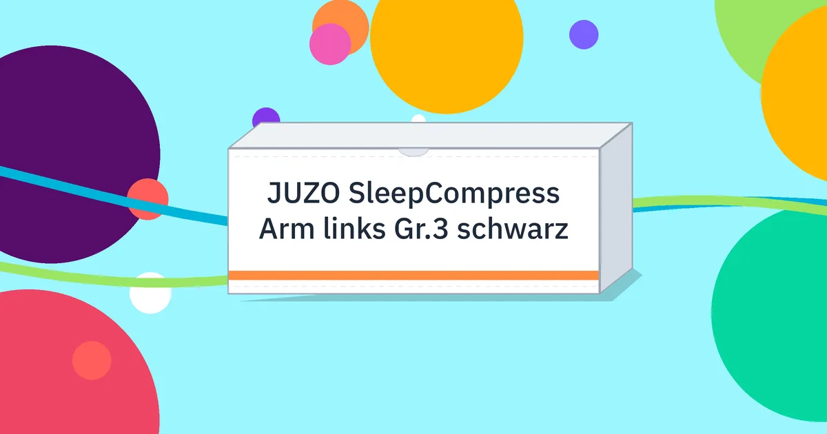 Symbolbild: Packung mit der Aufschrift JUZO SleepCompress Arm links Gr.3 schwarz (PZN 18298750) – Verfügbarkeit und Bezug in Apotheken in Frankfurt am Main