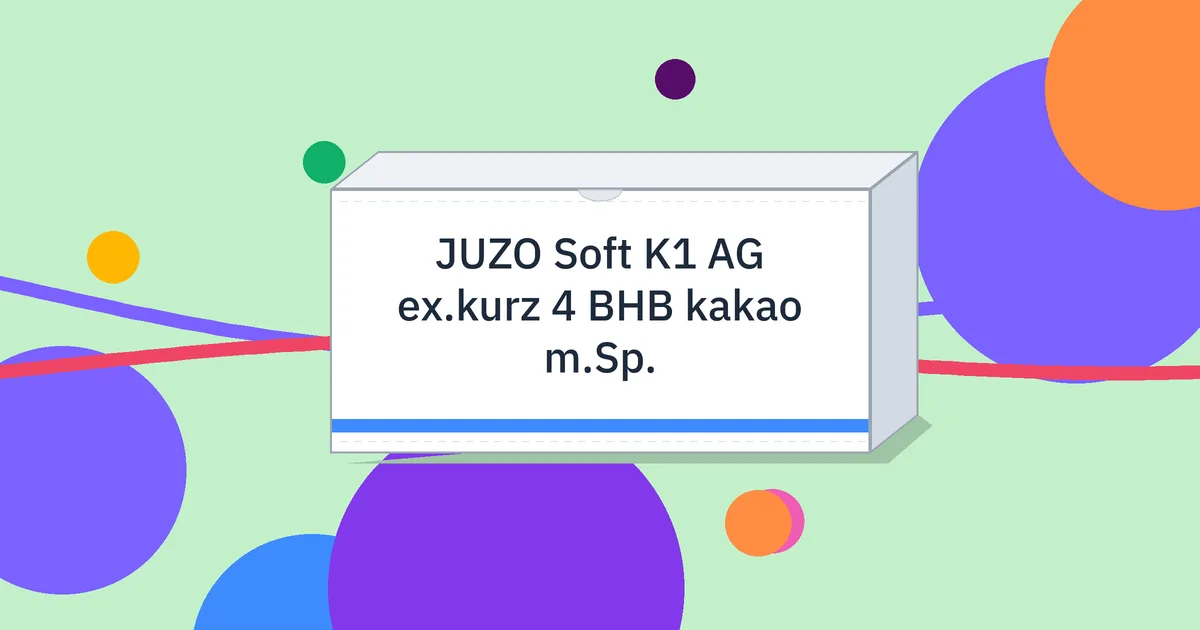 Symbolbild: Packung mit der Aufschrift JUZO Soft K1 AG ex.kurz 4 BHB kakao m.Sp. (PZN 14823834) – Verfügbarkeit und Bezug in Apotheken in Frankfurt am Main