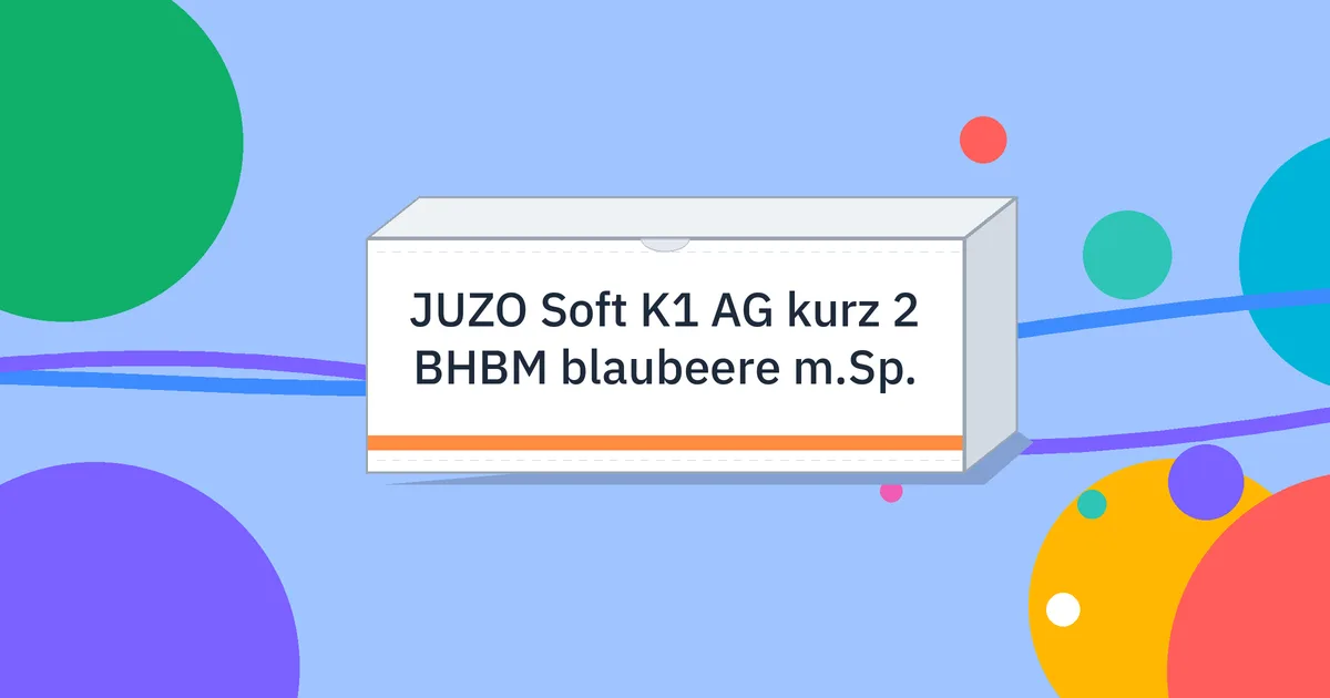 Symbolbild: Packung mit der Aufschrift JUZO Soft K1 AG kurz 2 BHBM blaubeere m.Sp. (PZN 14855751) – Verfügbarkeit und Bezug in Apotheken in Frankfurt am Main