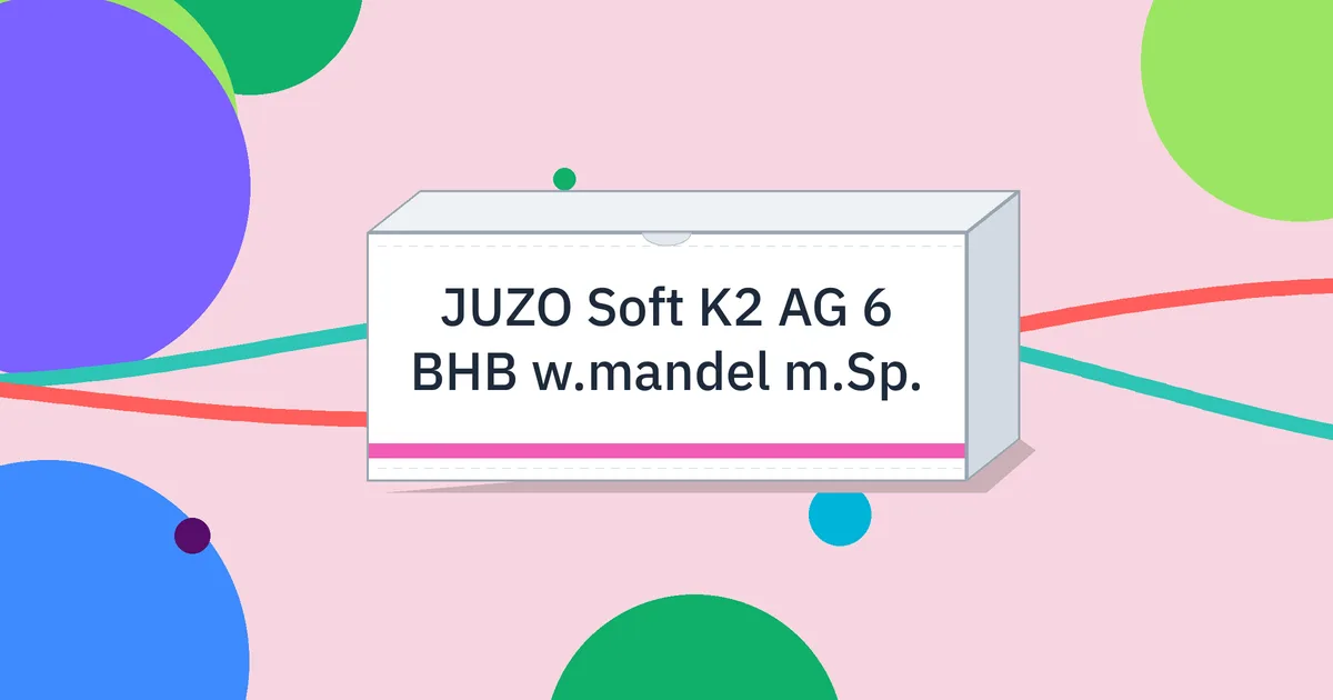 Symbolbild: Packung mit der Aufschrift JUZO Soft K2 AG 6 BHB w.mandel m.Sp. (PZN 14840979) – Verfügbarkeit und Bezug in Apotheken in Frankfurt am Main