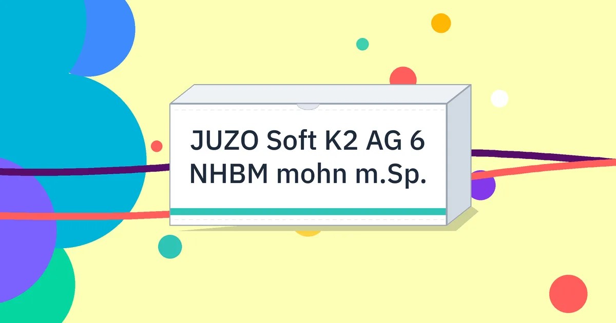 Symbolbild: Packung mit der Aufschrift JUZO Soft K2 AG 6 NHBM mohn m.Sp. (PZN 15019376) – Verfügbarkeit und Bezug in Apotheken in Frankfurt am Main
