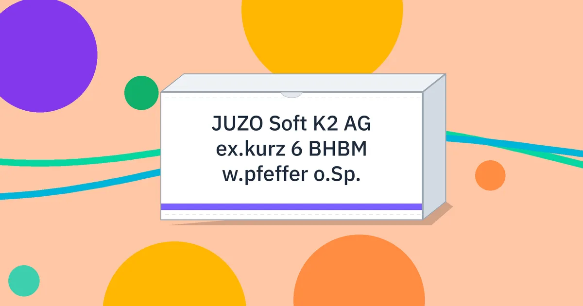 Symbolbild: Packung mit der Aufschrift JUZO Soft K2 AG ex.kurz 6 BHBM w.pfeffer o.Sp. (PZN 14869960) – Verfügbarkeit und Bezug in Apotheken in Frankfurt am Main