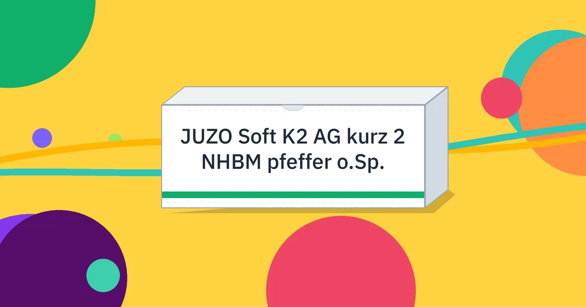 Symbolbild: Packung mit der Aufschrift JUZO Soft K2 AG kurz 2 NHBM pfeffer o.Sp. (PZN 14998172) – Verfügbarkeit und Bezug in Apotheken in Frankfurt am Main