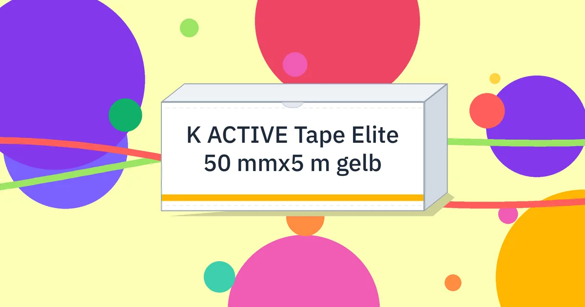 Symbolbild: Packung mit der Aufschrift K ACTIVE Tape Elite 50 mmx5 m gelb (PZN 11123473) – Verfügbarkeit und Bezug in Apotheken in Frankfurt am Main