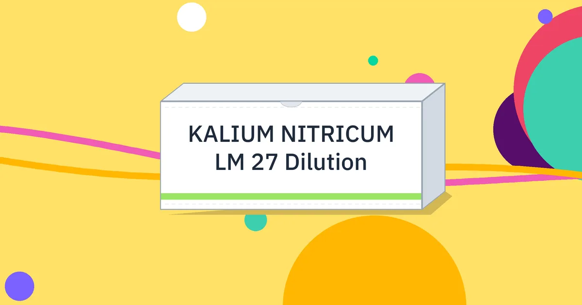 Symbolbild: Packung mit der Aufschrift KALIUM NITRICUM LM 27 Dilution (PZN 12923371) – Verfügbarkeit und Bezug in Apotheken in Frankfurt am Main