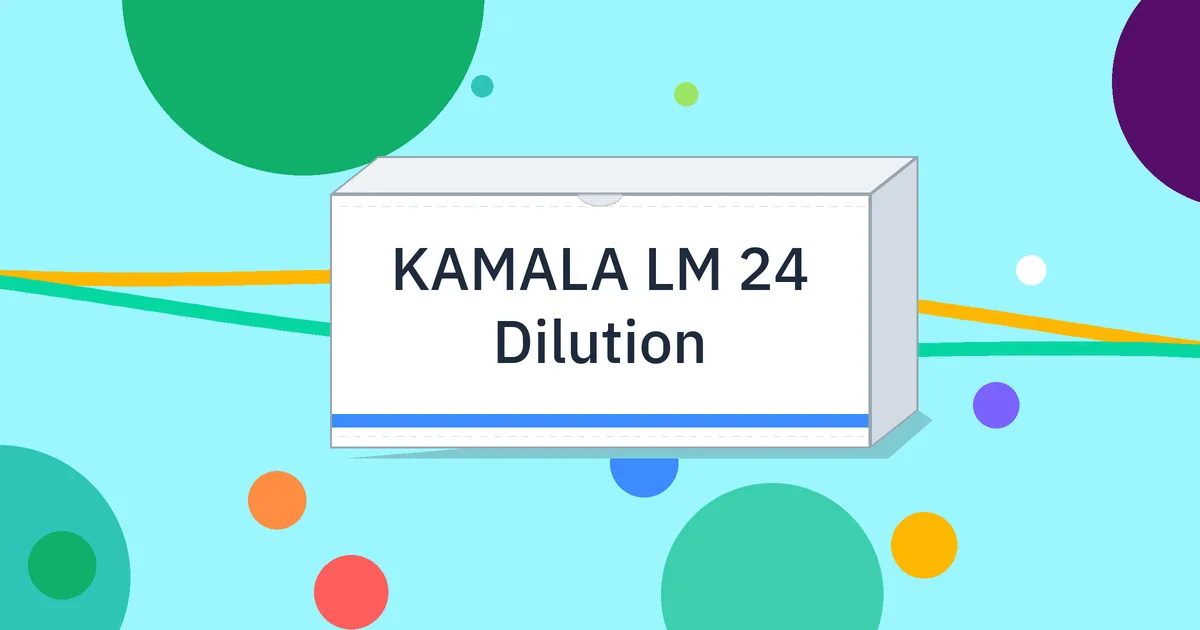 Symbolbild: Packung mit der Aufschrift KAMALA LM 24 Dilution (PZN 13518187) – Verfügbarkeit und Bezug in Apotheken in Frankfurt am Main
