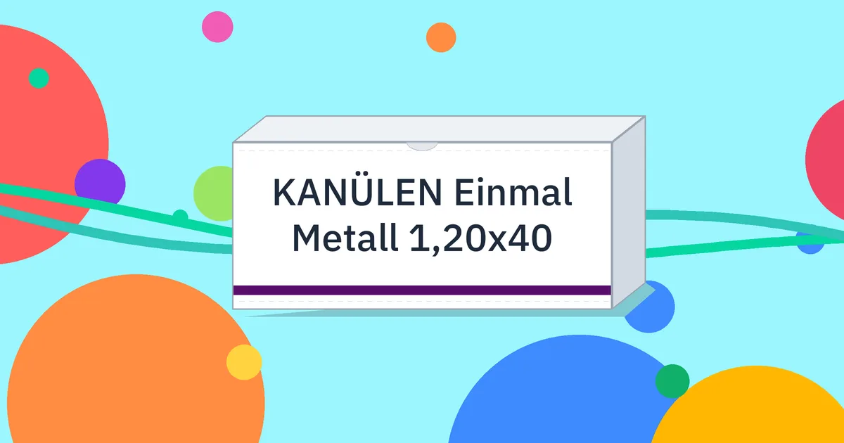Symbolbild: Packung mit der Aufschrift KANÜLEN Einmal Metall 1,20x40 (PZN 01964757) – Verfügbarkeit und Bezug in Apotheken in Frankfurt am Main