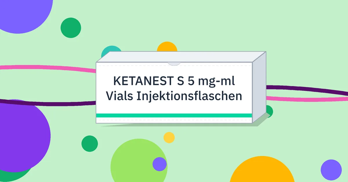 Symbolbild: Packung mit der Aufschrift KETANEST S 5 mg-ml Vials Injektionsflaschen (PZN 08509826) – Verfügbarkeit und Bezug in Apotheken in Frankfurt am Main