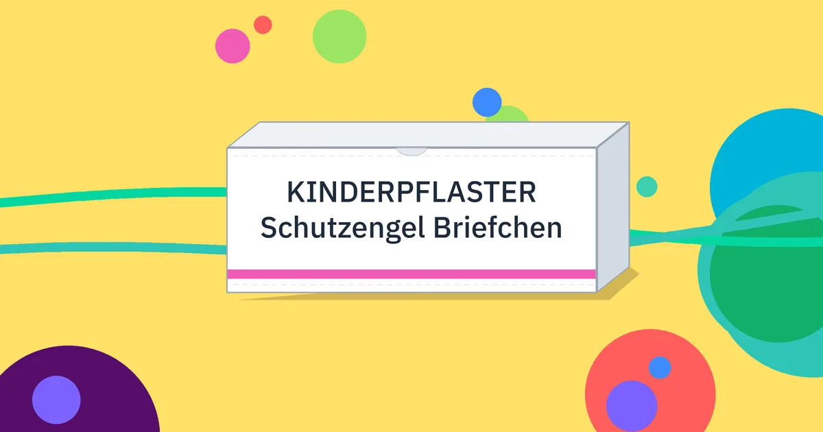 Symbolbild: Packung mit der Aufschrift KINDERPFLASTER Schutzengel Briefchen (PZN 19405283) – Verfügbarkeit und Bezug in Apotheken in Frankfurt am Main