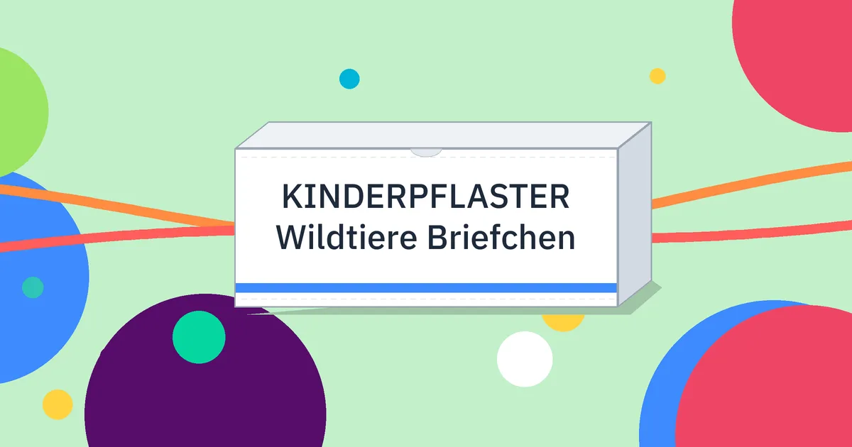 Symbolbild: Packung mit der Aufschrift KINDERPFLASTER Wildtiere Briefchen (PZN 09078162) – Verfügbarkeit und Bezug in Apotheken in Frankfurt am Main