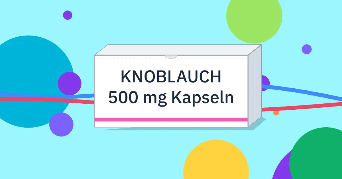 Symbolbild: Packung mit der Aufschrift KNOBLAUCH 500 mg Kapseln (PZN 17836518) – Verfügbarkeit und Bezug in Apotheken in Frankfurt am Main