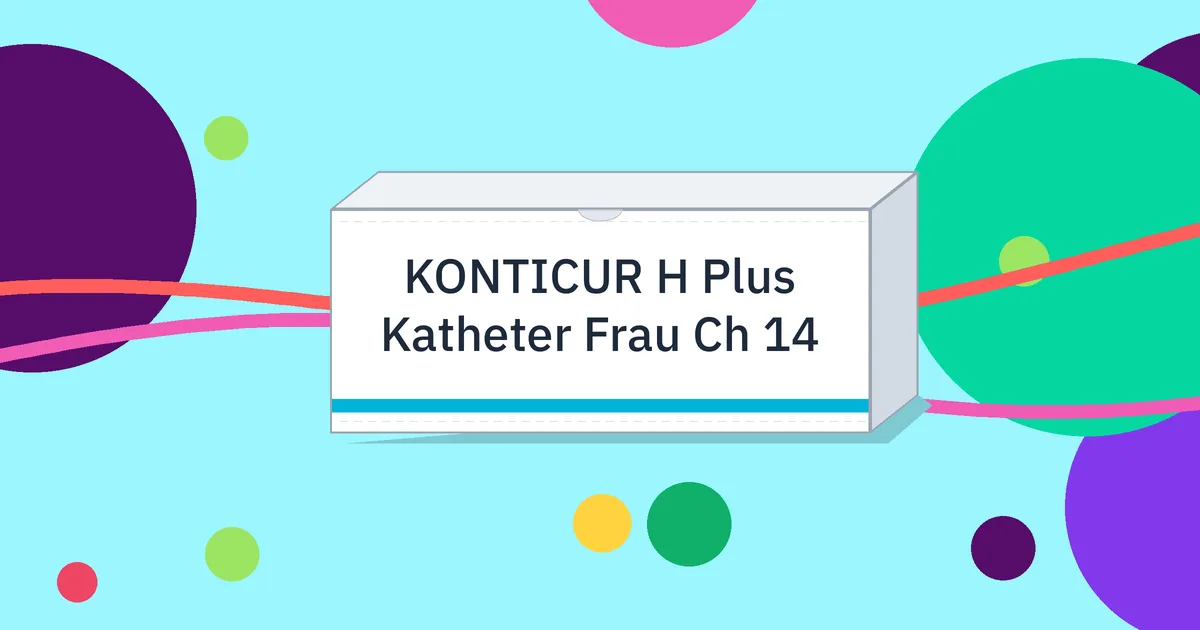 Symbolbild: Packung mit der Aufschrift KONTICUR H Plus Katheter Frau Ch 14 (PZN 19643456) – Verfügbarkeit und Bezug in Apotheken in Frankfurt am Main