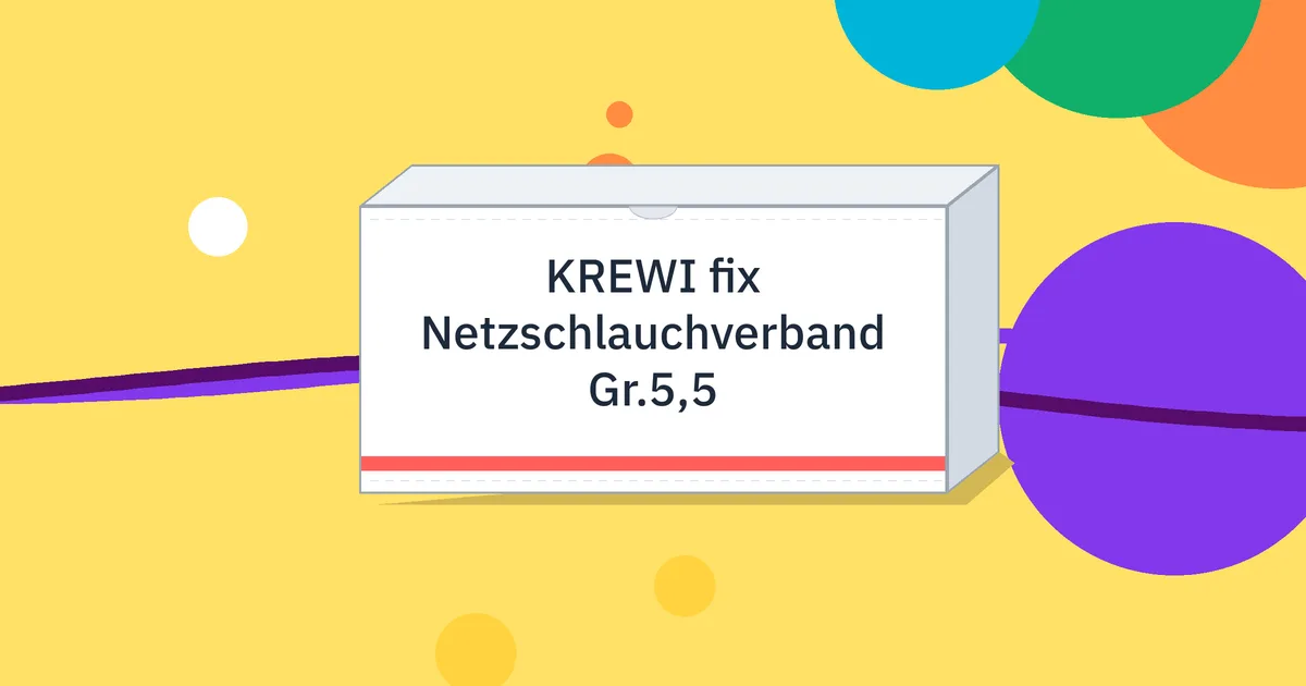 Symbolbild: Packung mit der Aufschrift KREWI fix Netzschlauchverband Gr.5,5 (PZN 03762928) – Verfügbarkeit und Bezug in Apotheken in Frankfurt am Main