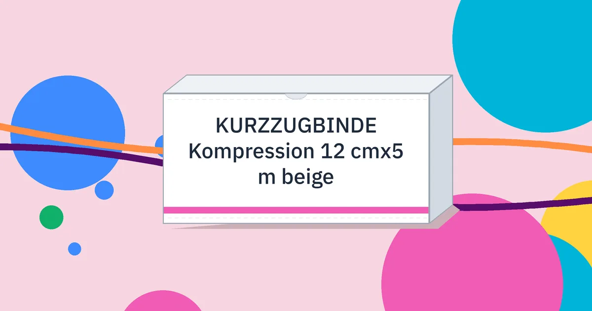 Symbolbild: Packung mit der Aufschrift KURZZUGBINDE Kompression 12 cmx5 m beige (PZN 17559504) – Verfügbarkeit und Bezug in Apotheken in Frankfurt am Main
