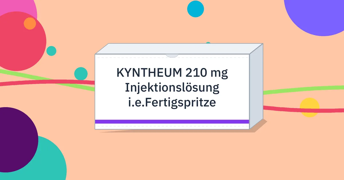 Symbolbild: Packung mit der Aufschrift KYNTHEUM 210 mg Injektionslösung i.e.Fertigspritze (PZN 16751659) – Verfügbarkeit und Bezug in Apotheken in Frankfurt am Main