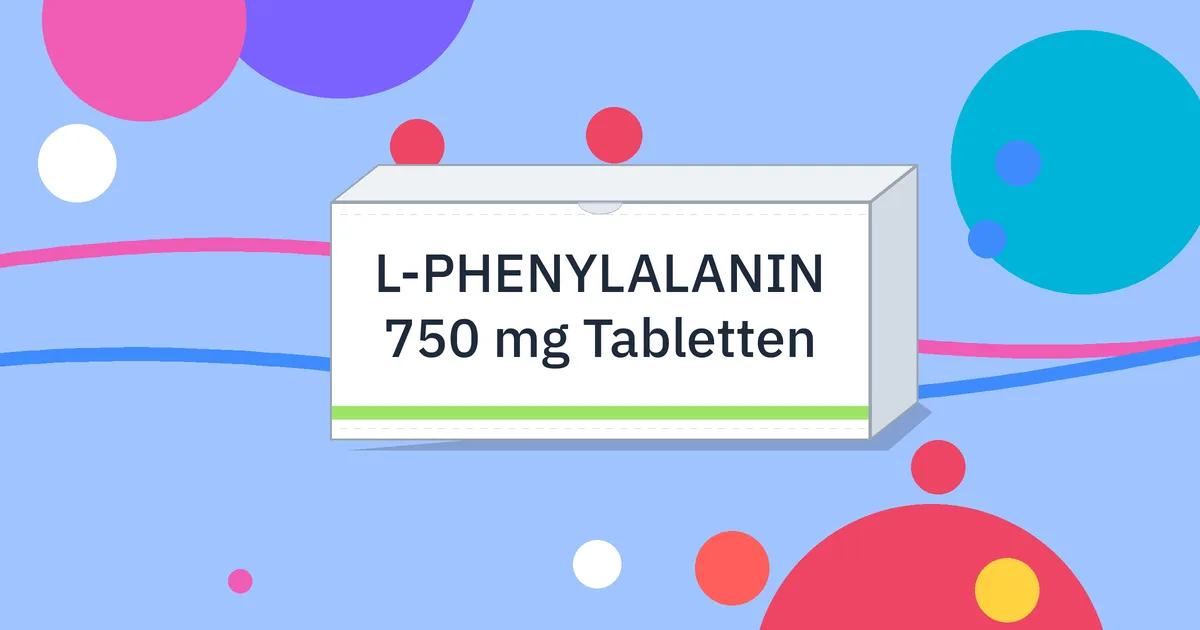 Symbolbild: Packung mit der Aufschrift L-PHENYLALANIN 750 mg Tabletten (PZN 16236911) – Verfügbarkeit und Bezug in Apotheken in Frankfurt am Main