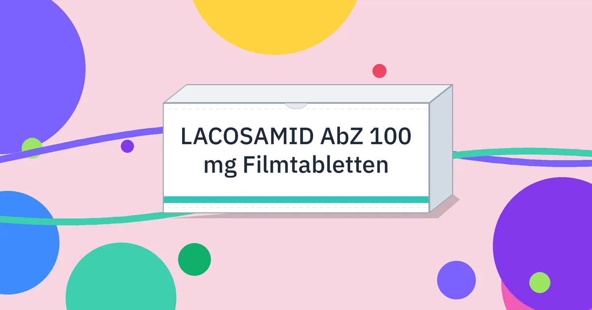 Symbolbild: Packung mit der Aufschrift LACOSAMID AbZ 100 mg Filmtabletten (PZN 14352375) – Verfügbarkeit und Bezug in Apotheken in Frankfurt am Main