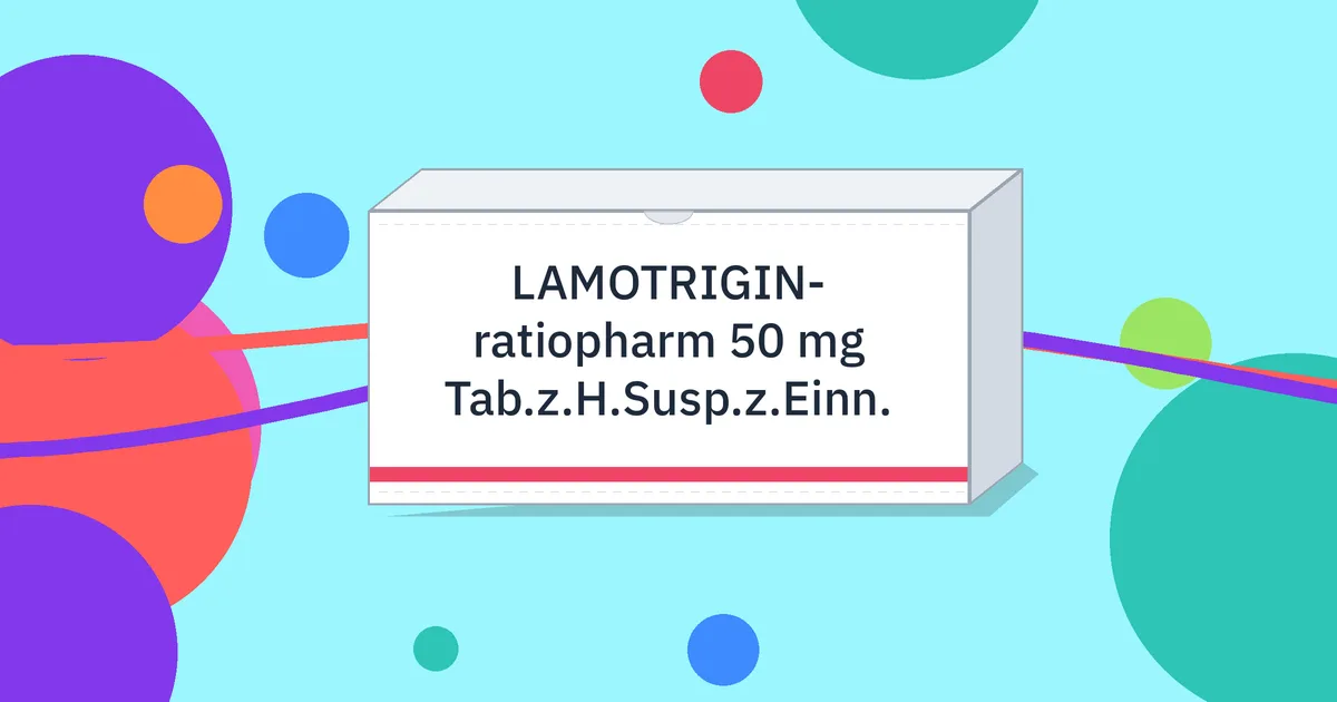 Symbolbild: Packung mit der Aufschrift LAMOTRIGIN-ratiopharm 50 mg Tab.z.H.Susp.z.Einn. (PZN 04625524) – Verfügbarkeit und Bezug in Apotheken in Frankfurt am Main