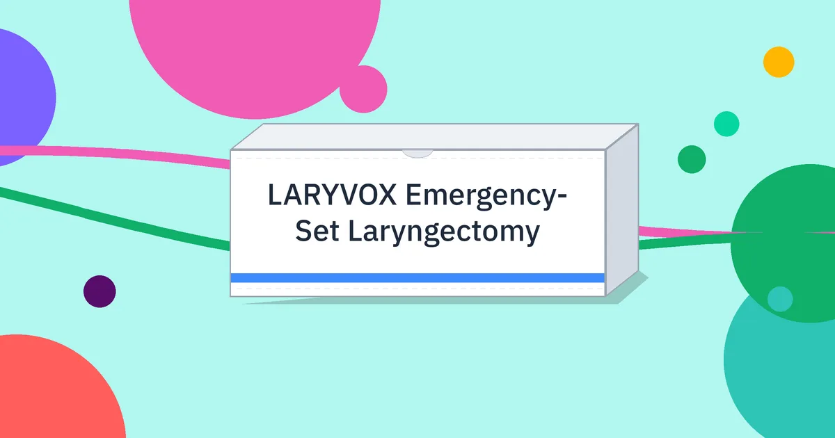 Symbolbild: Packung mit der Aufschrift LARYVOX Emergency-Set Laryngectomy (PZN 15236464) – Verfügbarkeit und Bezug in Apotheken in Frankfurt am Main