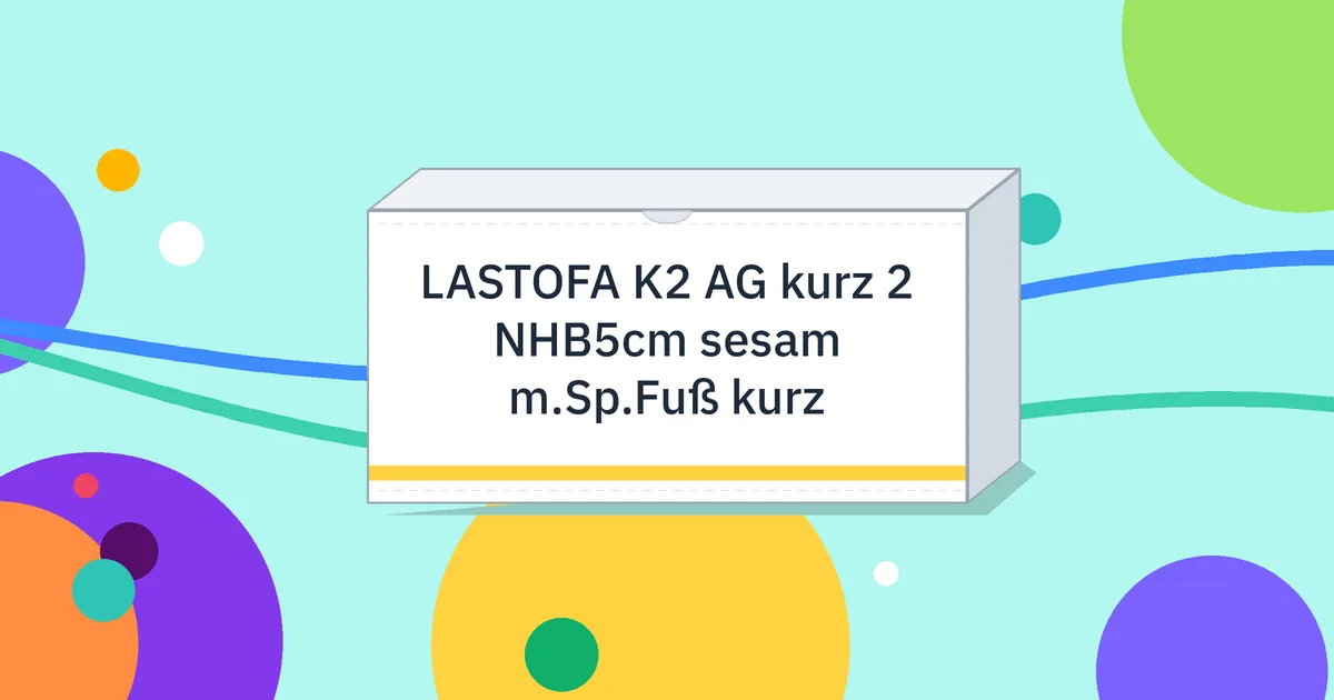 Symbolbild: Packung mit der Aufschrift LASTOFA K2 AG kurz 2 NHB5cm sesam m.Sp.Fuß kurz (PZN 13803456) – Verfügbarkeit und Bezug in Apotheken in Frankfurt am Main