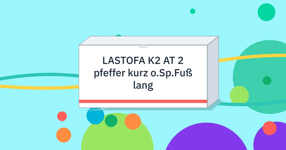 Symbolbild: Packung mit der Aufschrift LASTOFA K2 AT 2 pfeffer kurz o.Sp.Fuß lang (PZN 14151530) – Verfügbarkeit und Bezug in Apotheken in Frankfurt am Main