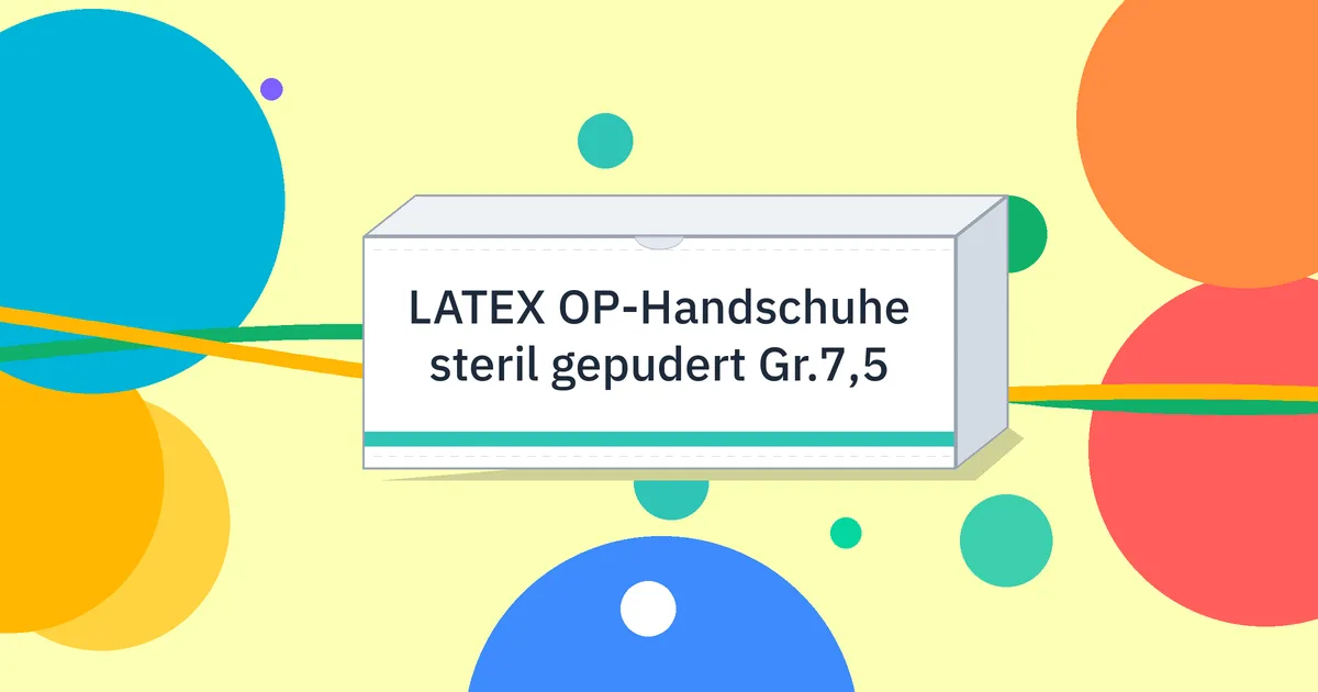 Symbolbild: Packung mit der Aufschrift LATEX OP-Handschuhe steril gepudert Gr.7,5 (PZN 19404674) – Verfügbarkeit und Bezug in Apotheken in Frankfurt am Main