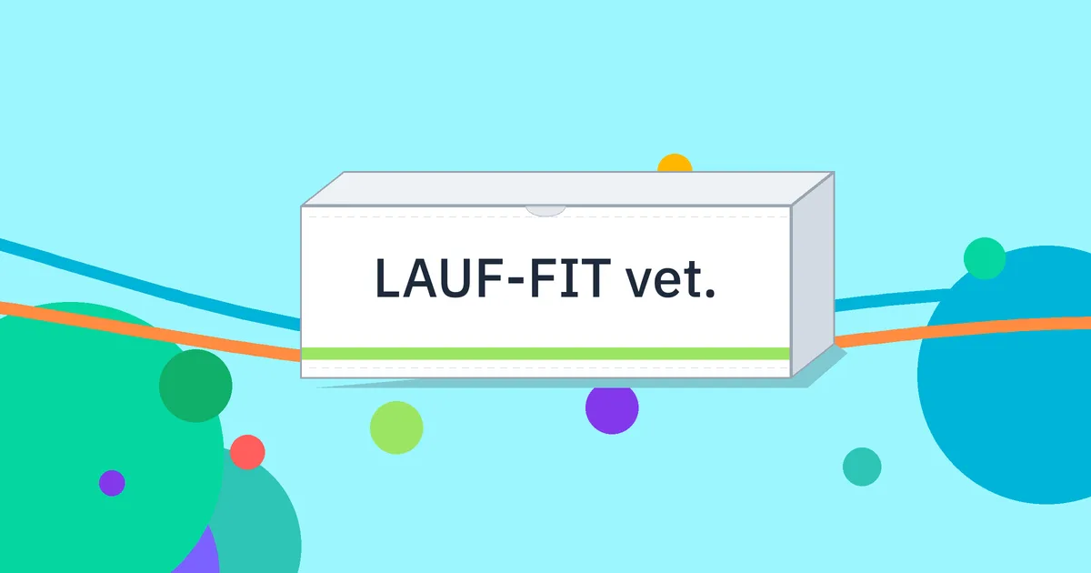 Symbolbild: Packung mit der Aufschrift LAUF-FIT vet. (PZN 02489873) – Verfügbarkeit und Bezug in Apotheken in Frankfurt am Main