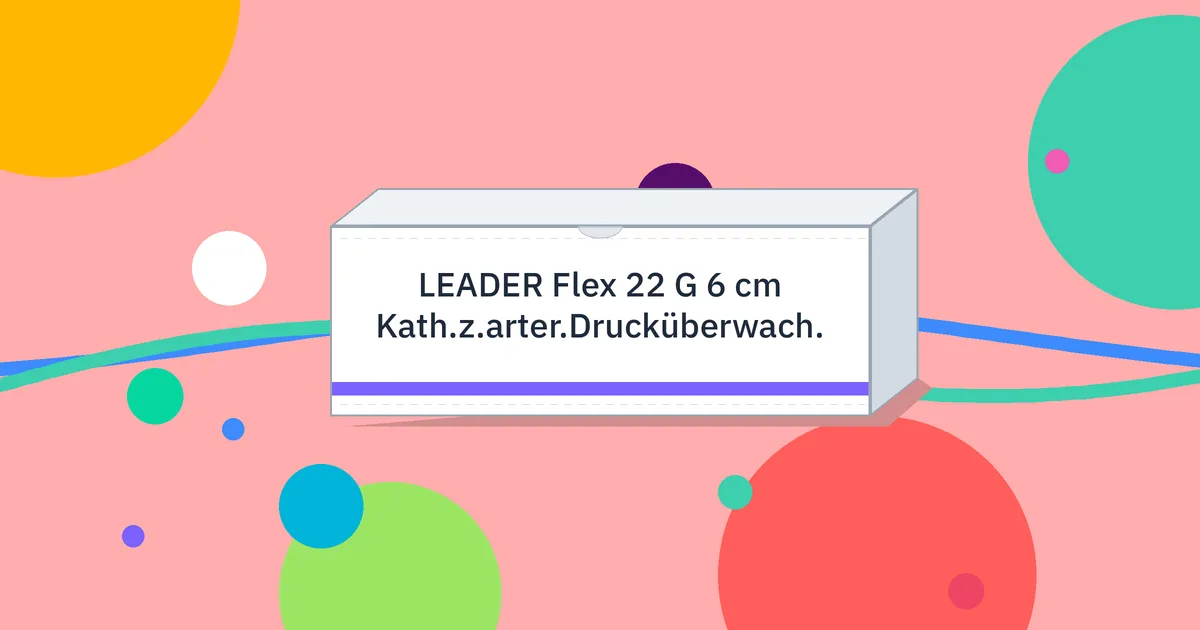 Symbolbild: Packung mit der Aufschrift LEADER Flex 22 G 6 cm Kath.z.arter.Drucküberwach. (PZN 00966056) – Verfügbarkeit und Bezug in Apotheken in Frankfurt am Main