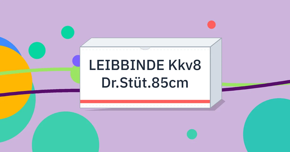 Symbolbild: Packung mit der Aufschrift LEIBBINDE Kkv8 Dr.Stüt.85cm (PZN 01732254) – Verfügbarkeit und Bezug in Apotheken in Frankfurt am Main