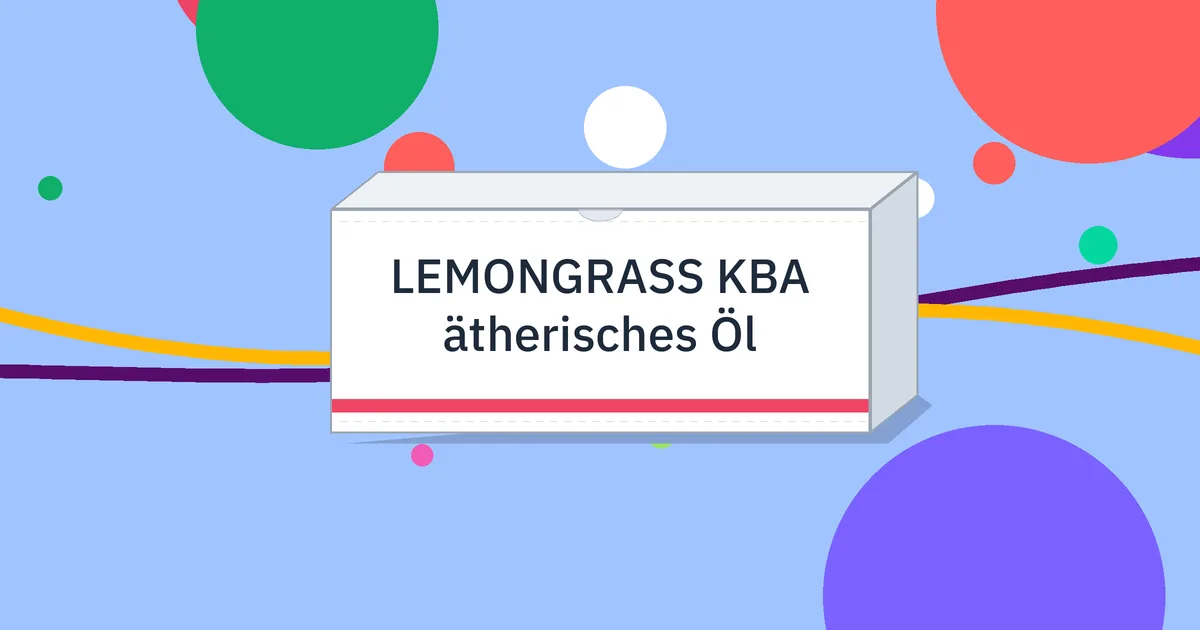 Symbolbild: Packung mit der Aufschrift LEMONGRASS KBA ätherisches Öl (PZN 00229412) – Verfügbarkeit und Bezug in Apotheken in Frankfurt am Main