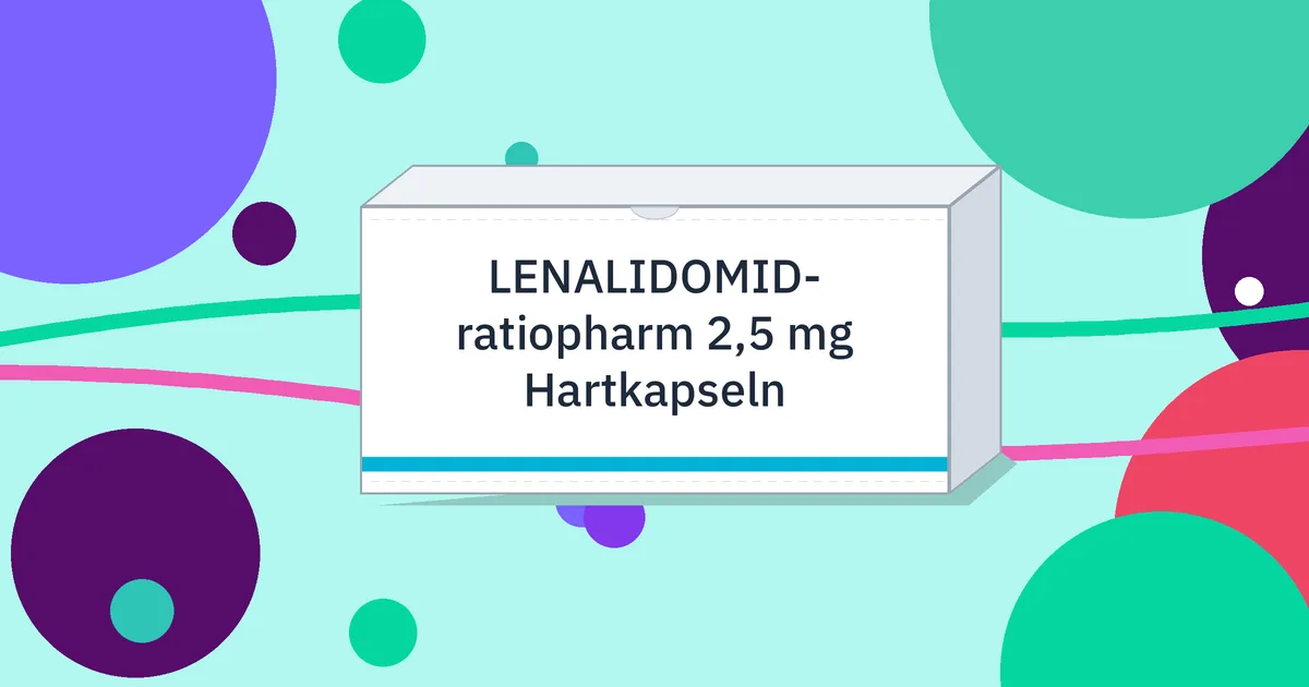 Symbolbild: Packung mit der Aufschrift LENALIDOMID-ratiopharm 2,5 mg Hartkapseln (PZN 17216603) – Verfügbarkeit und Bezug in Apotheken in Frankfurt am Main