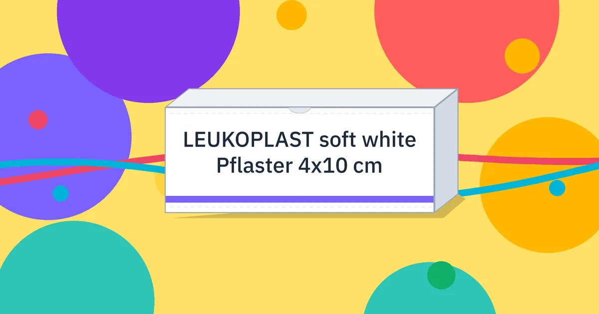 Symbolbild: Packung mit der Aufschrift LEUKOPLAST soft white Pflaster 4x10 cm (PZN 19065048) – Verfügbarkeit und Bezug in Apotheken in Frankfurt am Main
