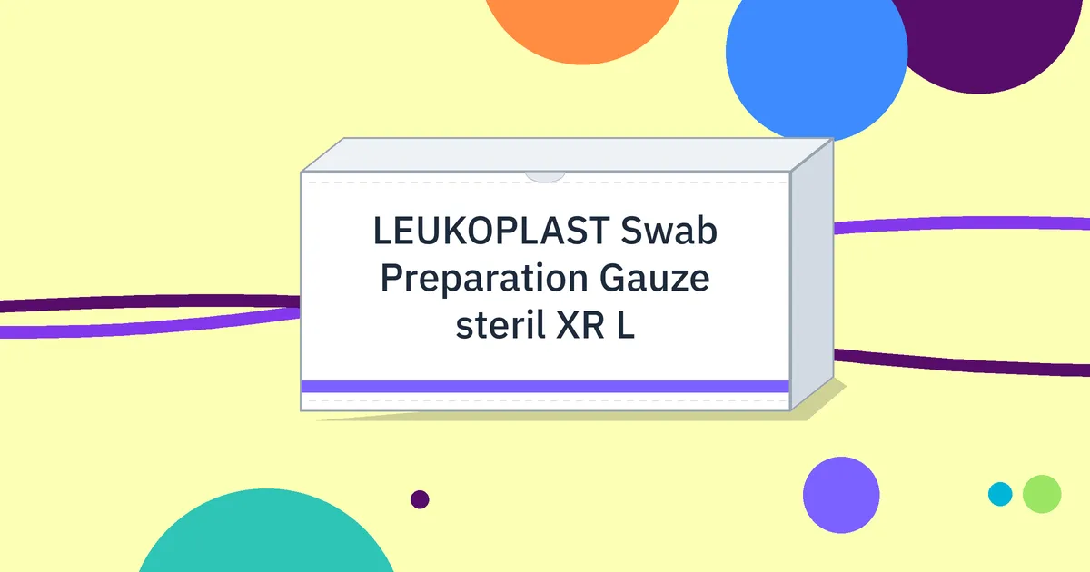 Symbolbild: Packung mit der Aufschrift LEUKOPLAST Swab Preparation Gauze steril XR L (PZN 17208259) – Verfügbarkeit und Bezug in Apotheken in Frankfurt am Main