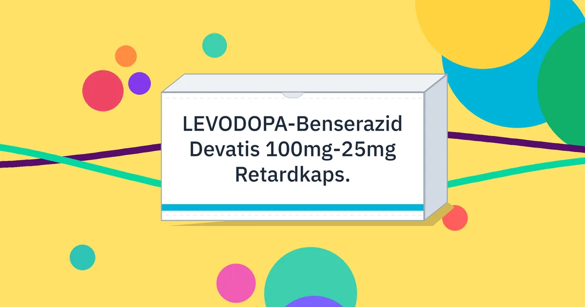 Symbolbild: Packung mit der Aufschrift LEVODOPA-Benserazid Devatis 100mg-25mg Retardkaps. (PZN 16856743) – Verfügbarkeit und Bezug in Apotheken in Frankfurt am Main