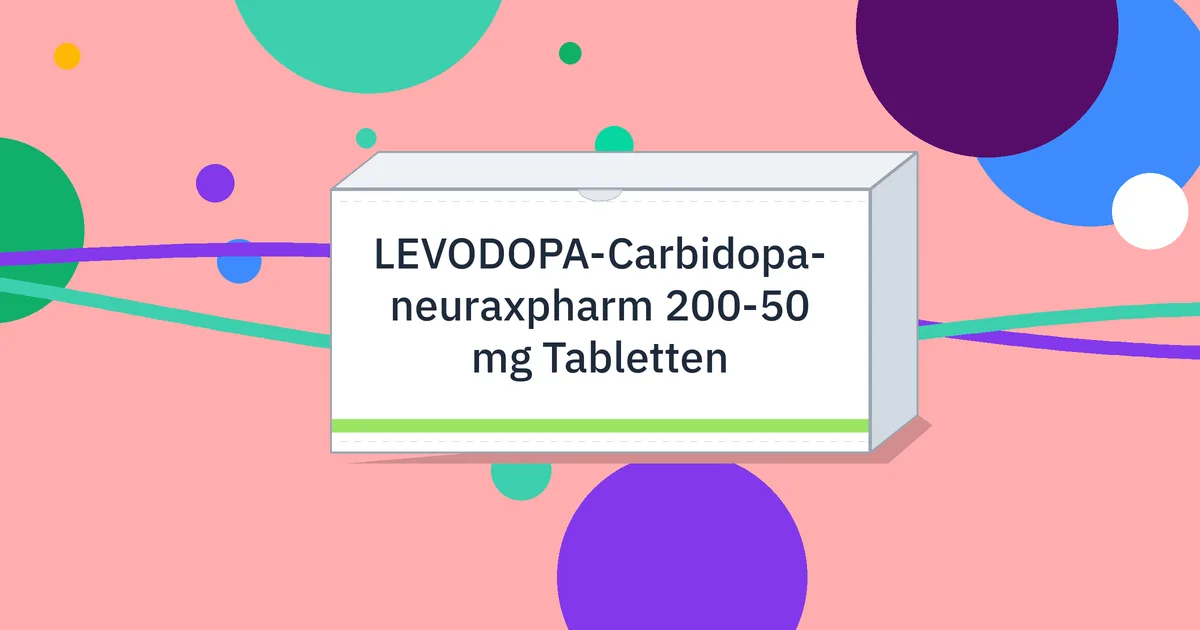 Symbolbild: Packung mit der Aufschrift LEVODOPA-Carbidopa-neuraxpharm 200-50 mg Tabletten (PZN 00624485) – Verfügbarkeit und Bezug in Apotheken in Frankfurt am Main