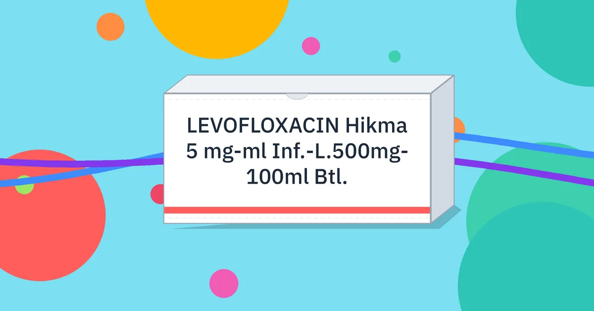 Symbolbild: Packung mit der Aufschrift LEVOFLOXACIN Hikma 5 mg-ml Inf.-L.500mg-100ml Btl. (PZN 14820310) – Verfügbarkeit und Bezug in Apotheken in Frankfurt am Main