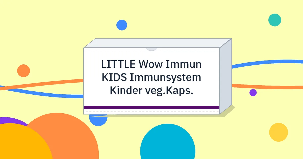 Symbolbild: Packung mit der Aufschrift LITTLE Wow Immun KIDS Immunsystem Kinder veg.Kaps. (PZN 17942203) – Verfügbarkeit und Bezug in Apotheken in Frankfurt am Main