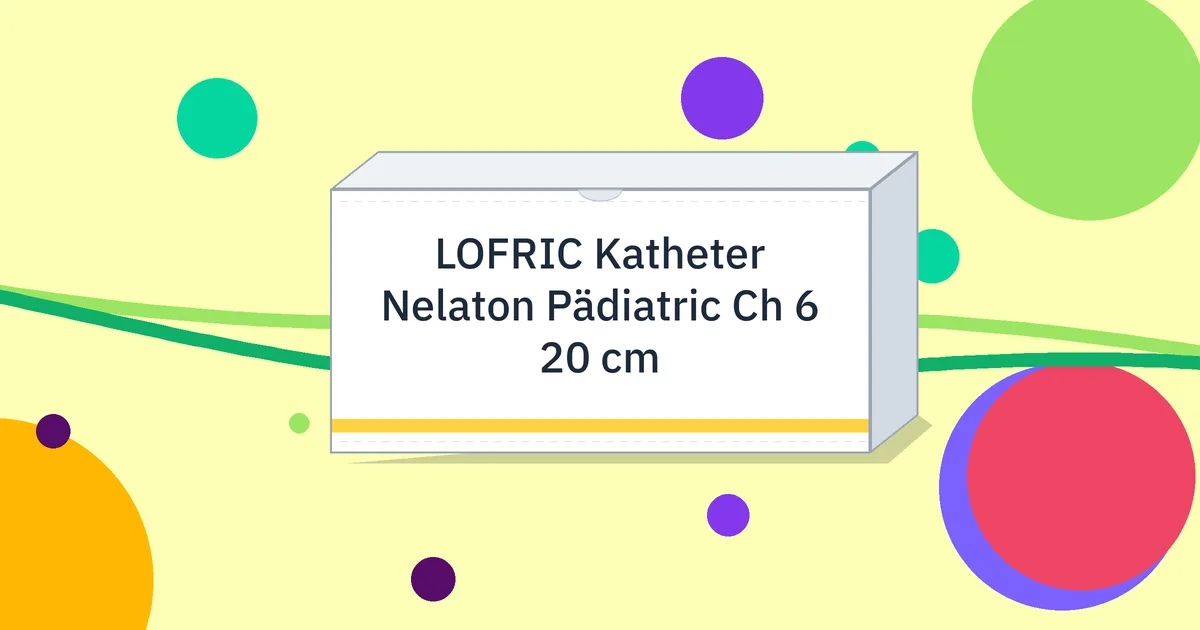 Symbolbild: Packung mit der Aufschrift LOFRIC Katheter Nelaton Pädiatric Ch 6 20 cm (PZN 16671736) – Verfügbarkeit und Bezug in Apotheken in Frankfurt am Main