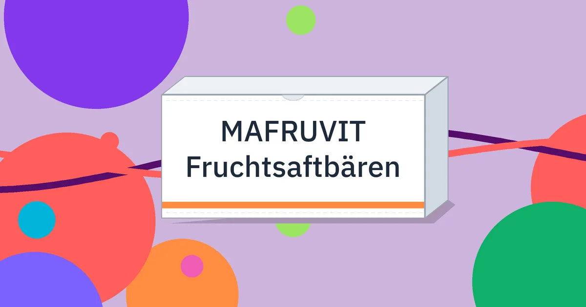 Symbolbild: Packung mit der Aufschrift MAFRUVIT Fruchtsaftbären (PZN 09515964) – Verfügbarkeit und Bezug in Apotheken in Frankfurt am Main
